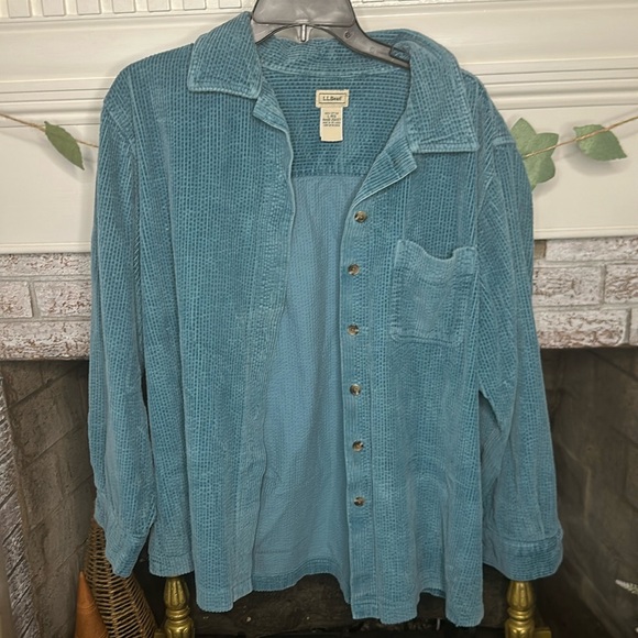 L.L. Bean | Tops | Vintage Llbean Corduroy Teal Shacket Size L Shirt ...